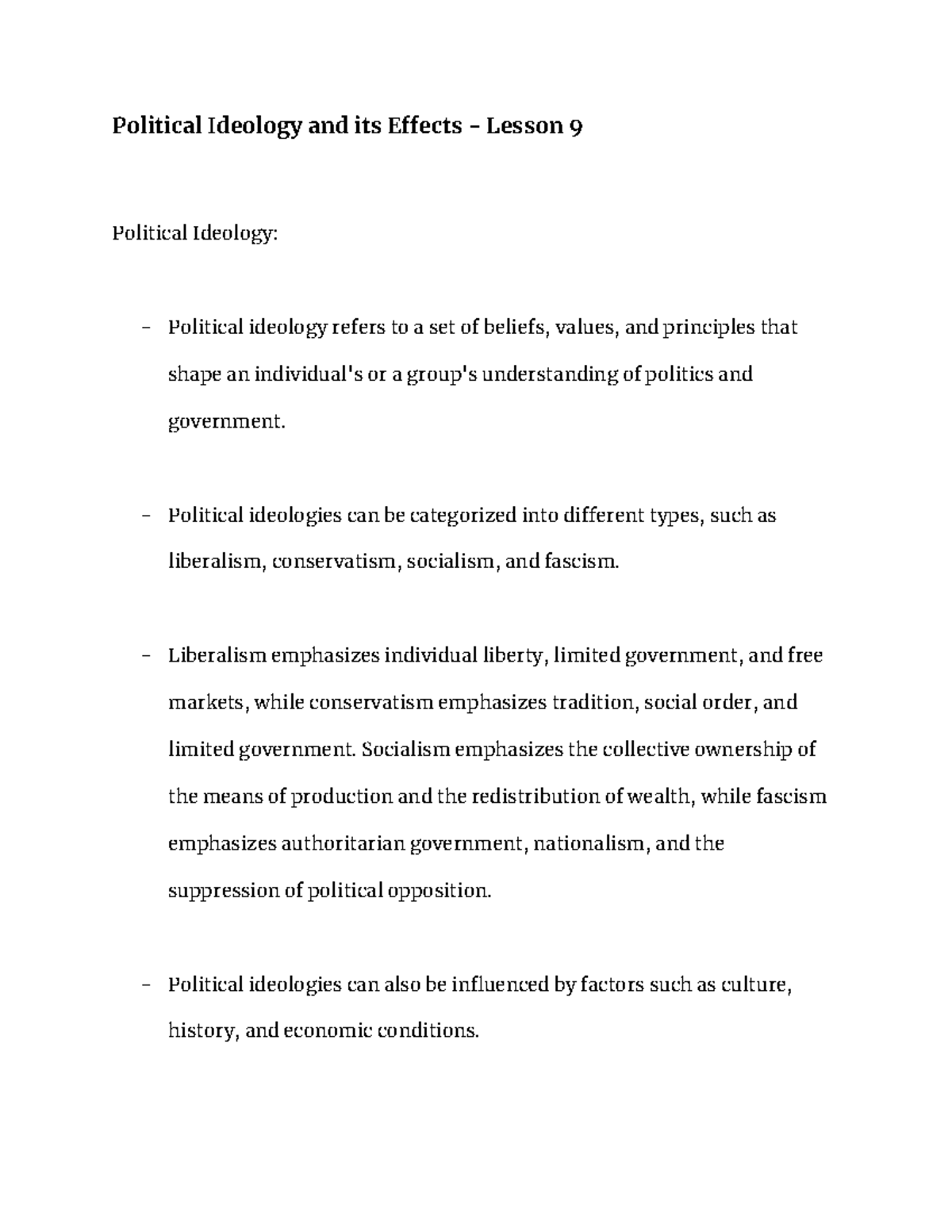 PS 9 - Political Ideology and its Effects - Political Ideology and its ...