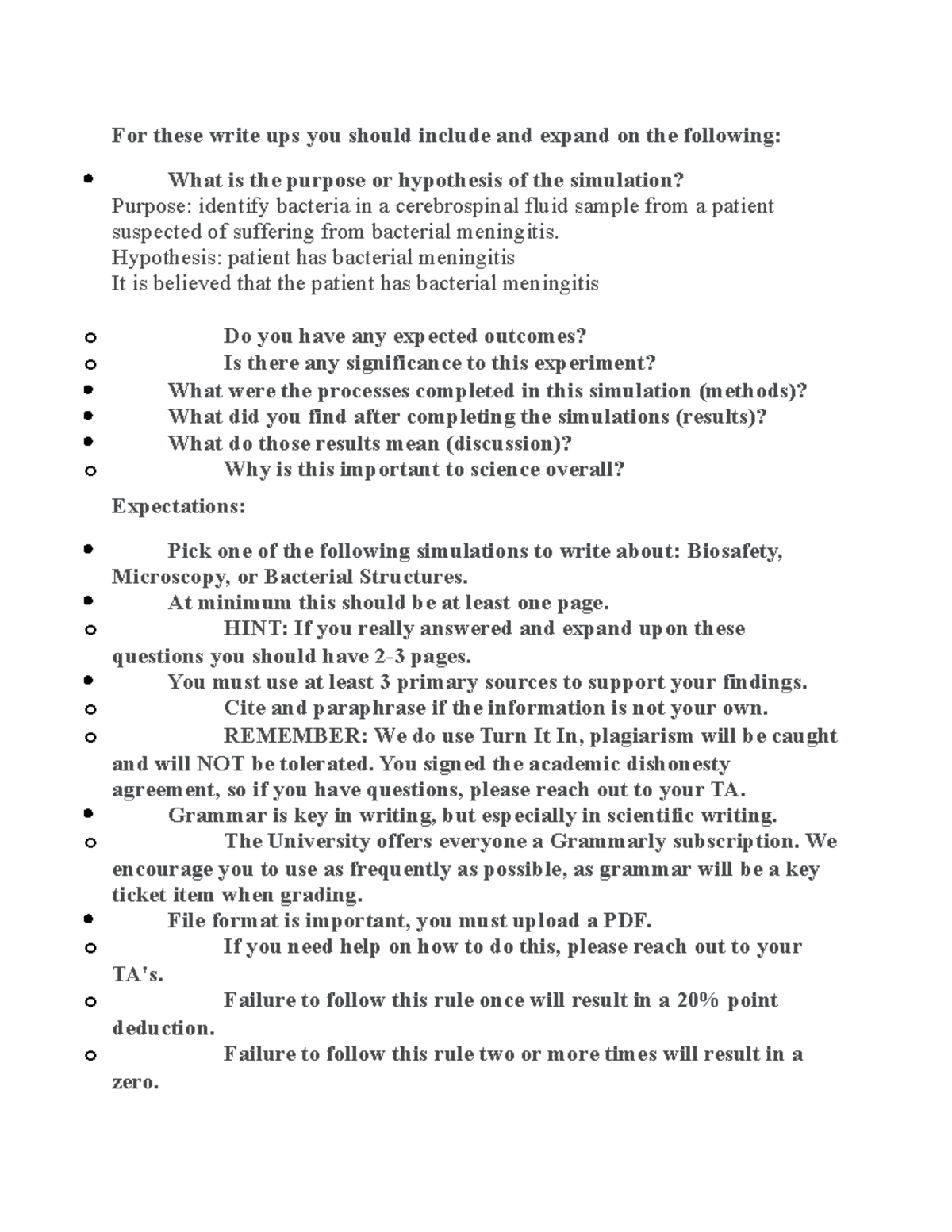 Lab Write Up Instructions - For these write ups you should include and ...
