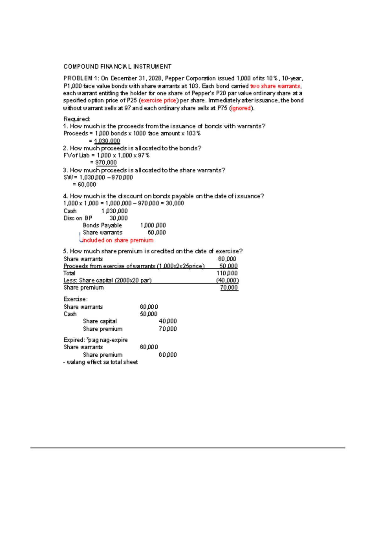 Intermediate Accounting 2 Chapter 7 Compound Financial Instrument ...