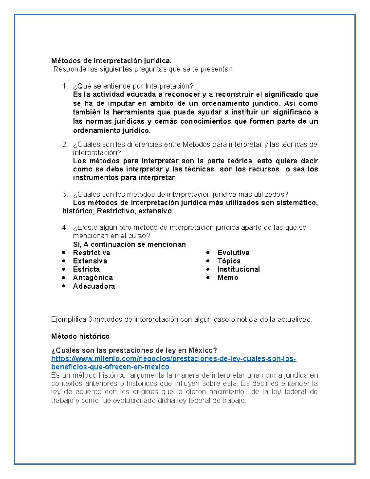 Métodos DE Interpretación - Métodos de interpretación jurídica ...