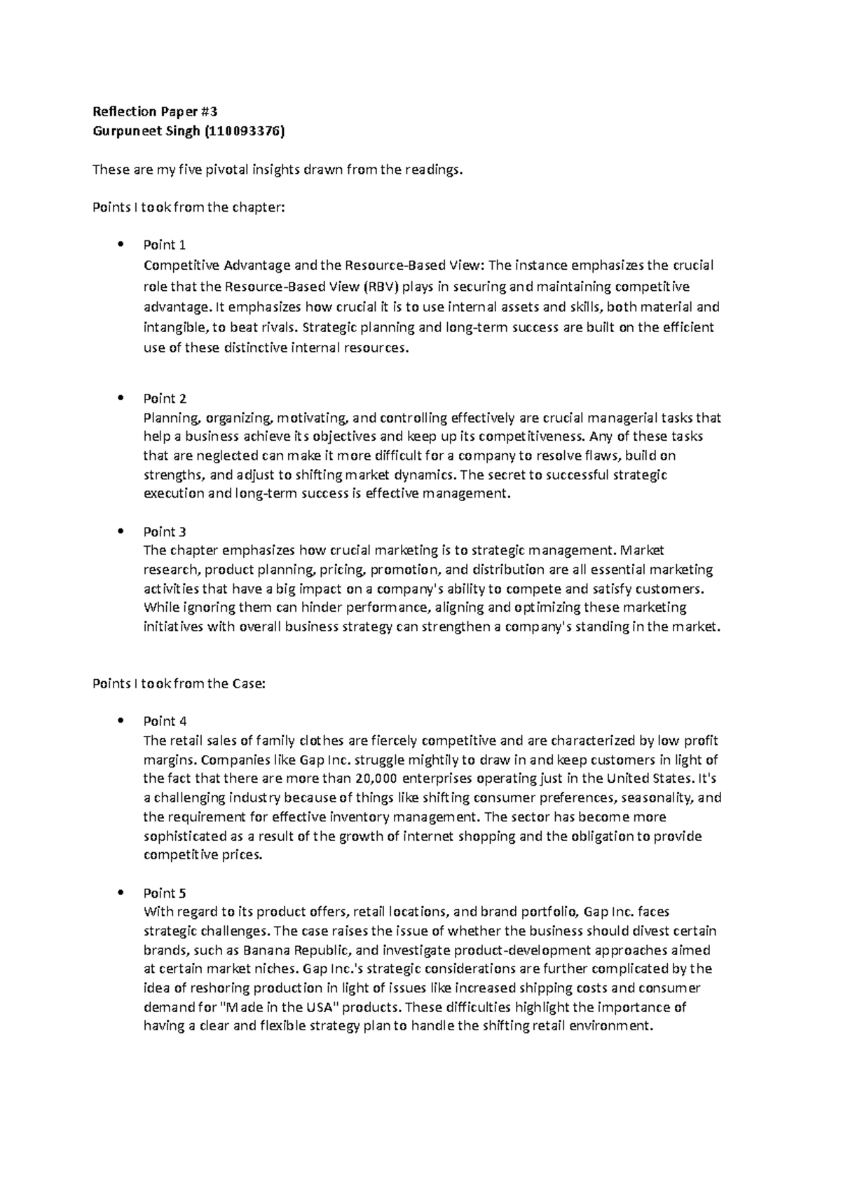 Reflection paper 3 - Reflection Paper # Gurpuneet Singh (110093376 ...