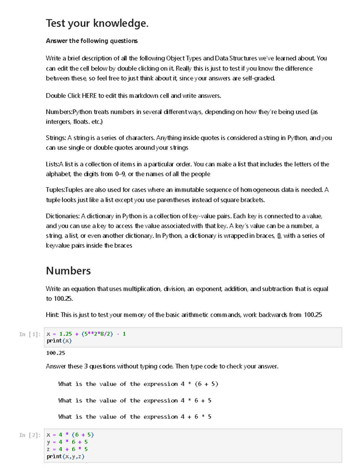 Exercise 1 DULA - Test your knowledge. Answer the following questions ...