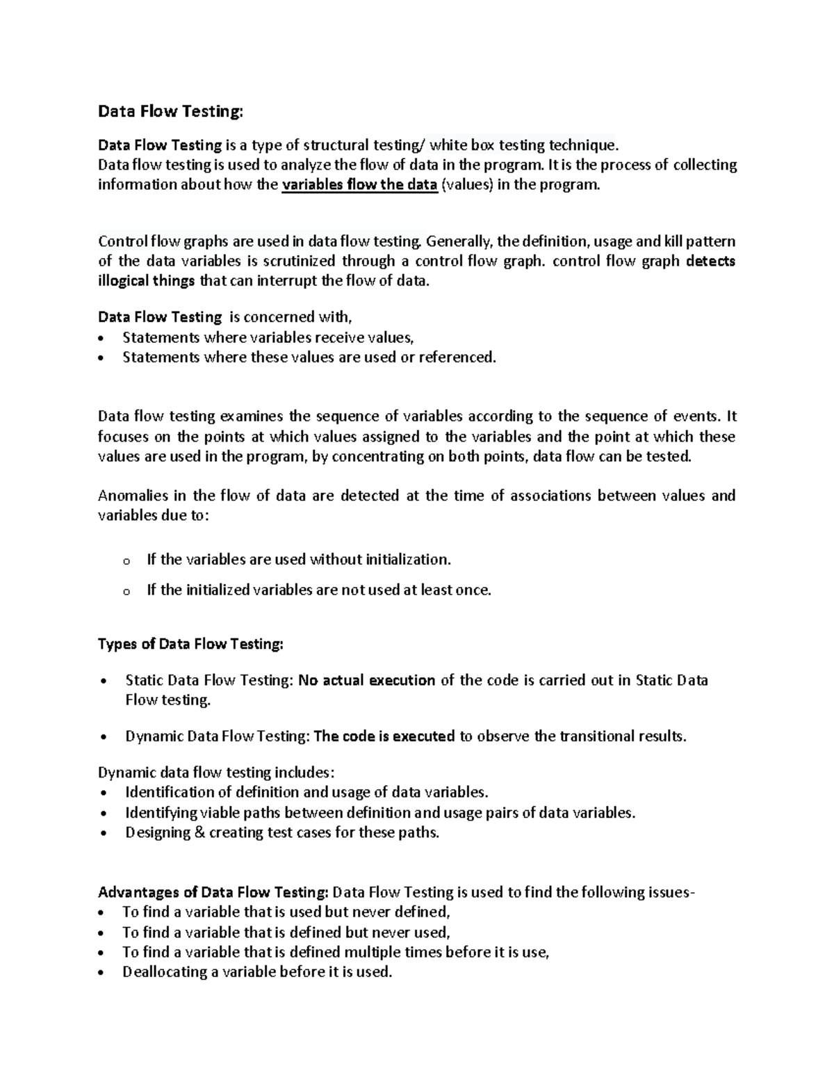 Unit III - its a materials to study - Data Flow Testing: Data Flow ...