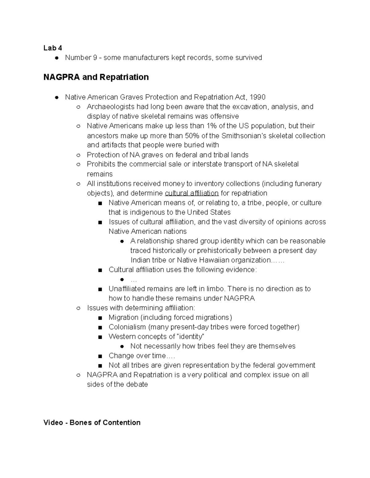 Nagpra and Repatriation - Lab 4 Number 9 - some manufacturers kept ...