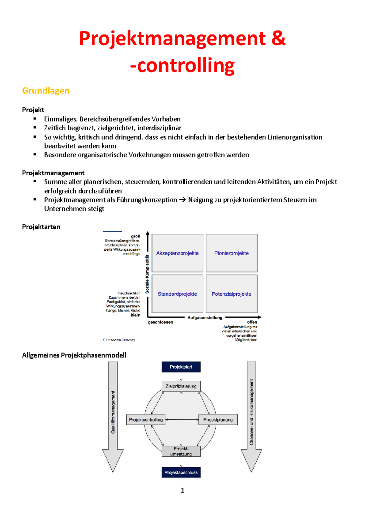 Projektmanagement und -controlling - Grundlagen Projekt Einmaliges ...