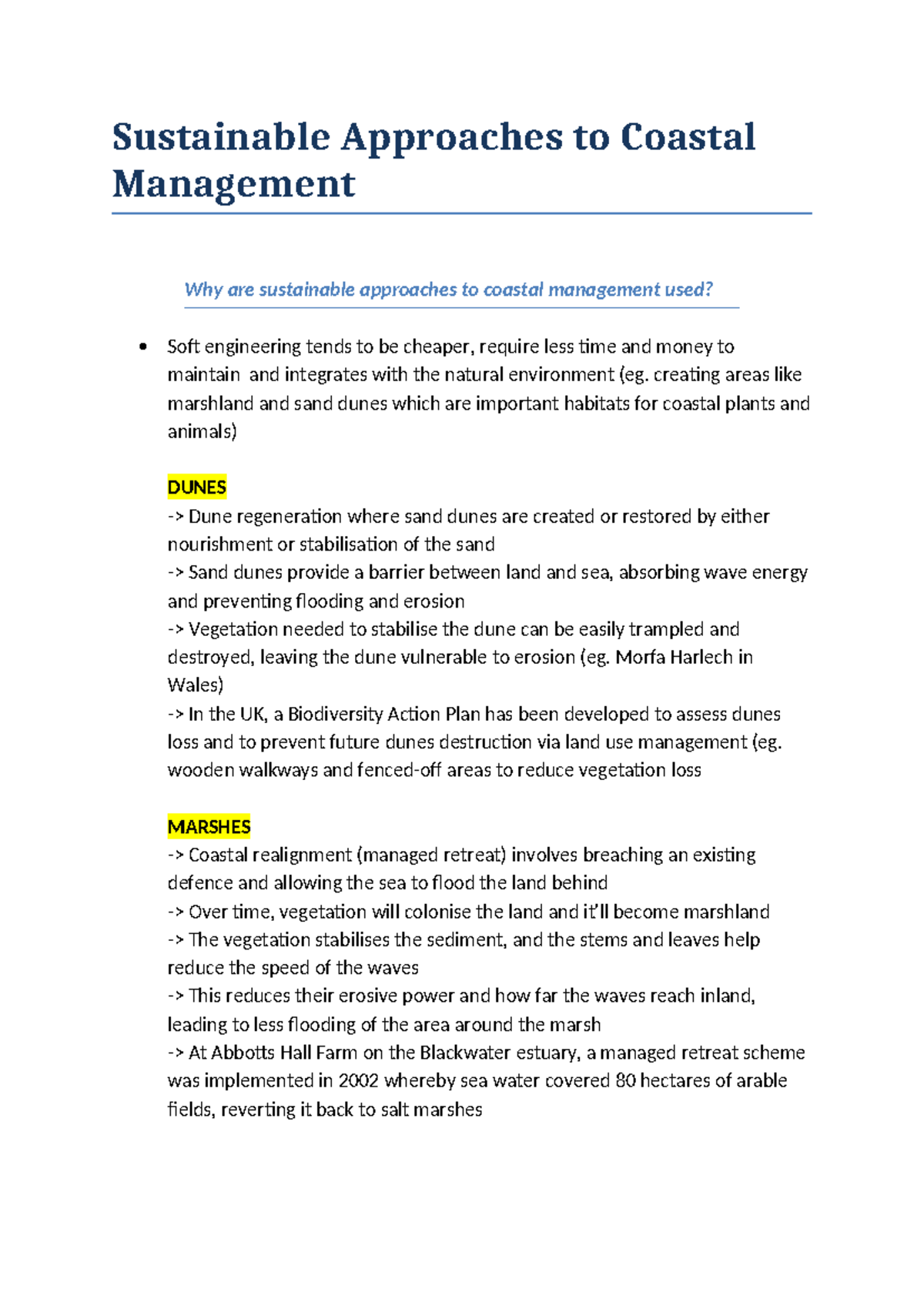 Sustainable Approaches to Coastal Management - creating areas like ...