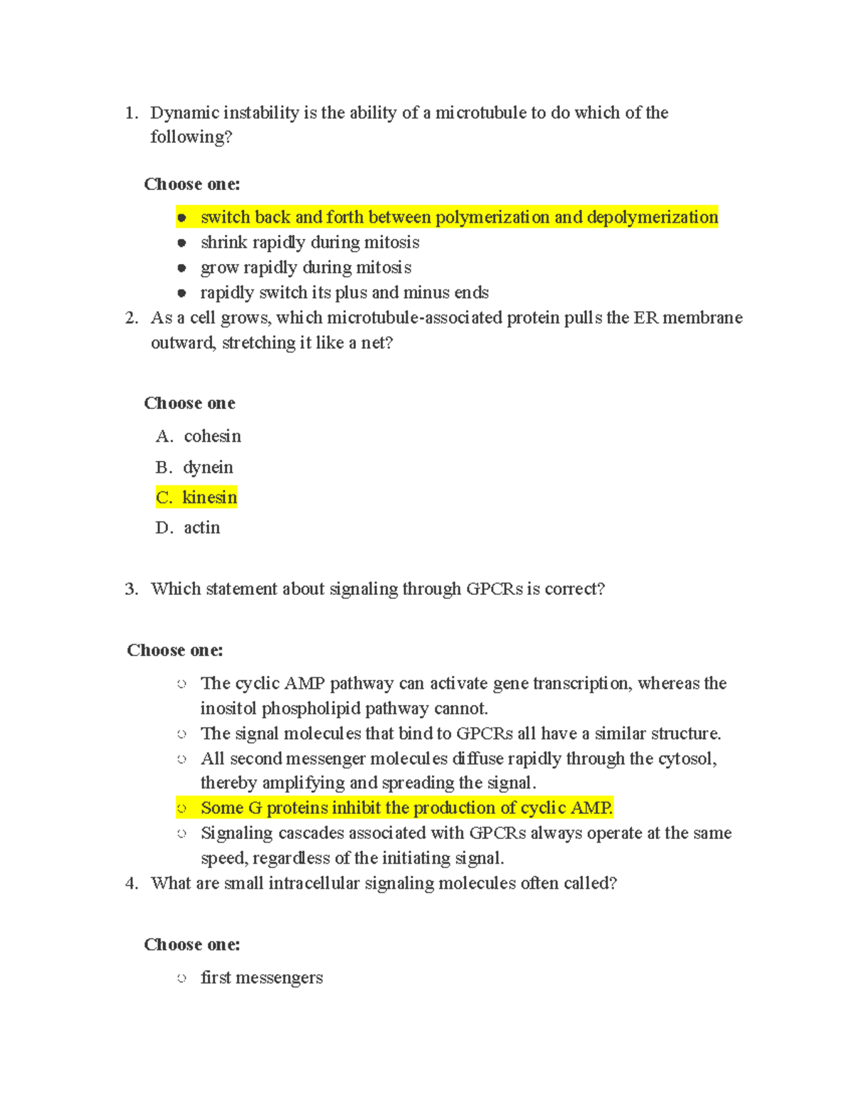 Homework #3 - Dynamic instability is the ability of a microtubule to do ...