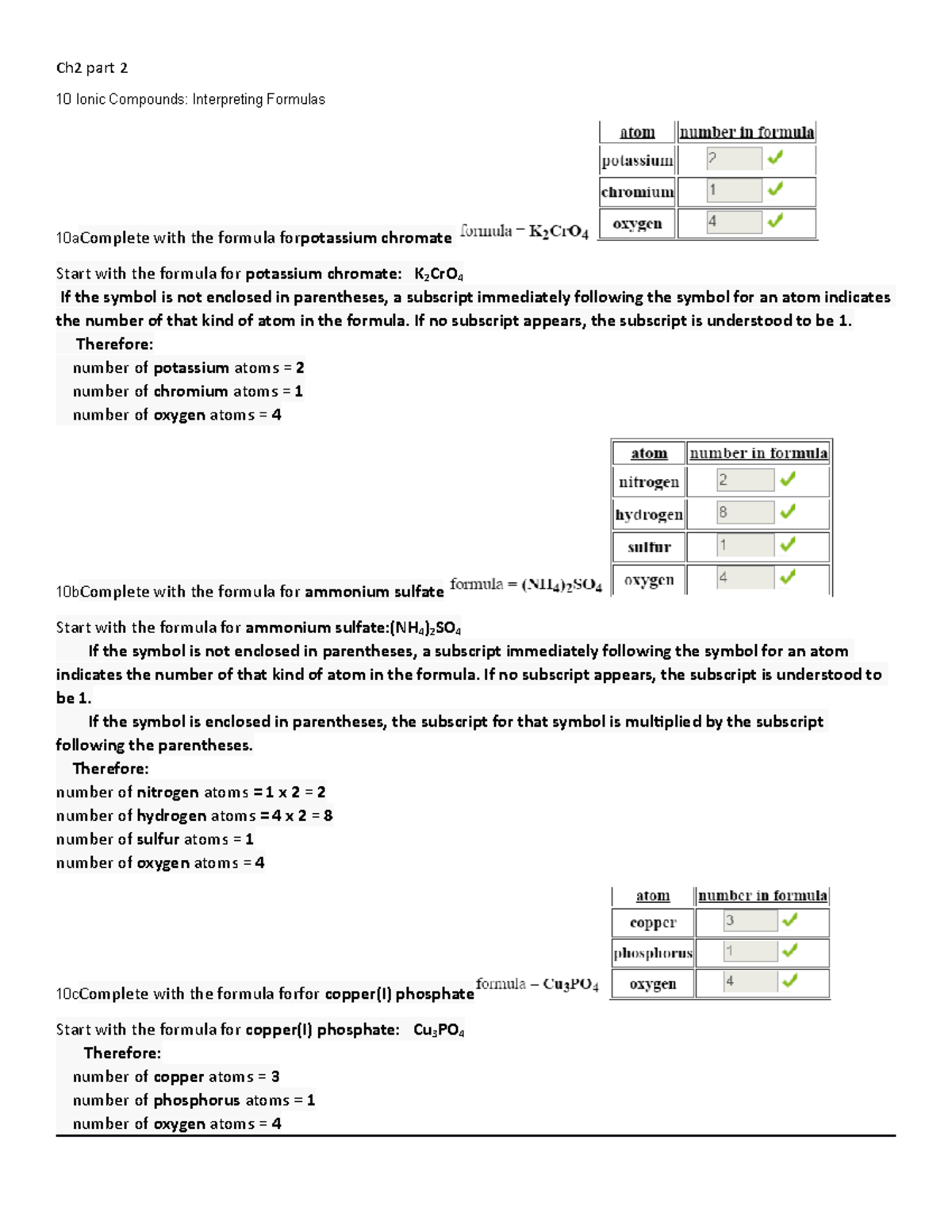 Ch2 part2 - Cengage online webwork practice set for "Chemistry and Chemical Reactivity 10th ...