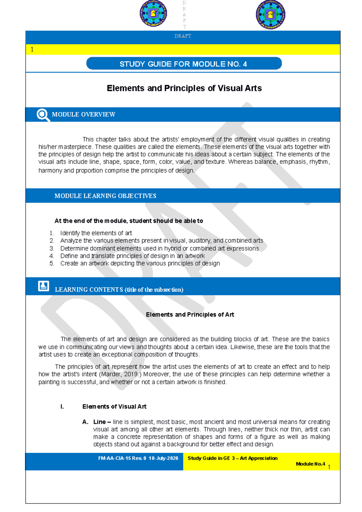 GE 3 Study Guide 4 1 - art appreciation chapter 4 - Study Guide in GE 3 ...
