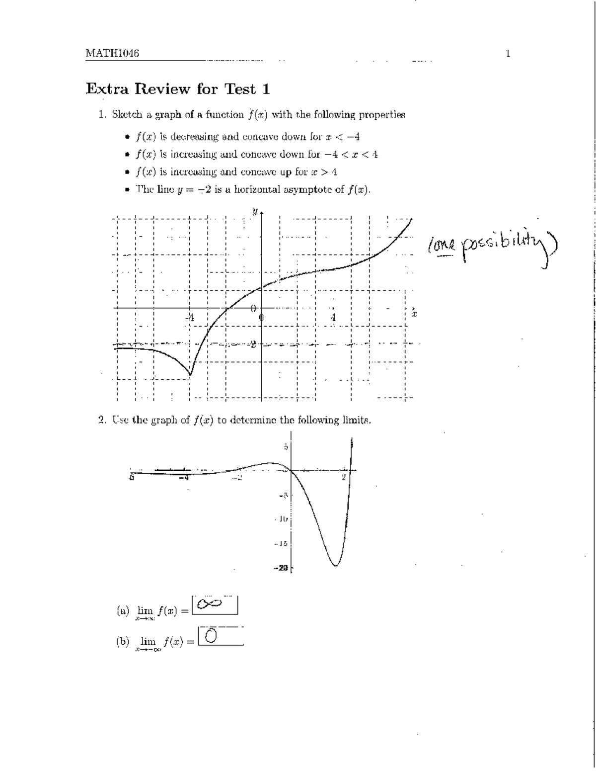 Solutions Old Test 1Review - MATH1046 1 Extra Review for Test 1 1 ...