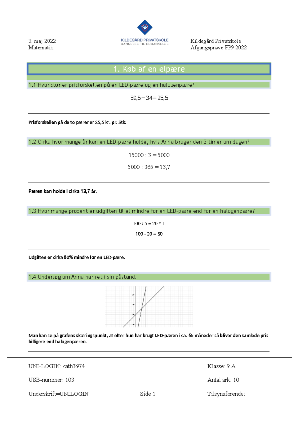 9. klasse 3. maj 2022 - matematik - Matematik Afgangsprøve FP9 2022 1 ...
