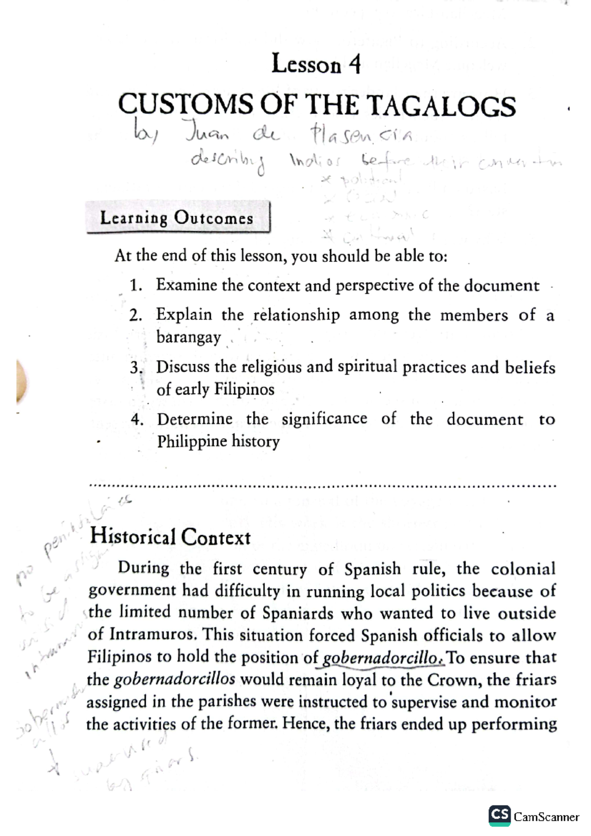 Lesson 2 Customs OF THE Tagalogs - Lesson 4 CUSTOMS OF THE TAGALOGS la ...