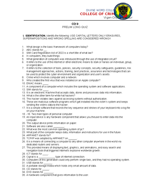 Cdi 1- quiz # 2 - Quiz - A NAME ...