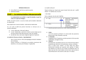 Intro aux SIC 2 - Avec coco - CHAPITRE 2 COMMUNICATION ET MÉDIAS Considérer les relations - Studocu