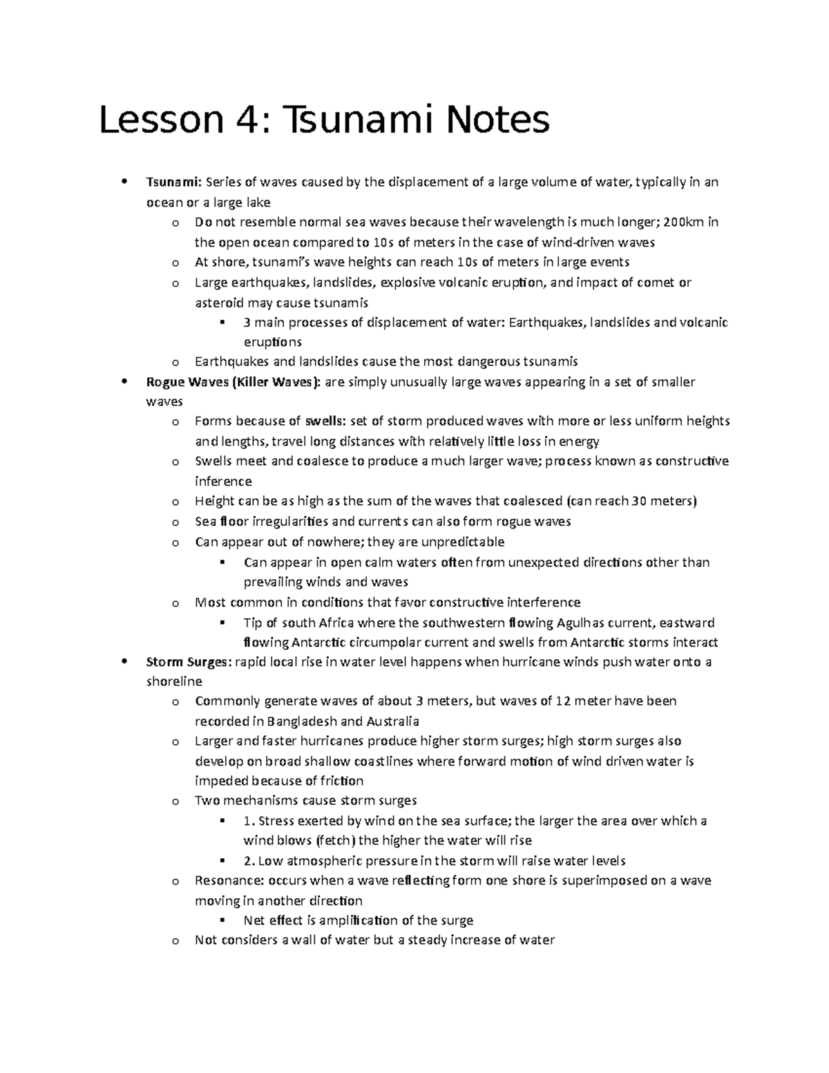 Lesson 4 Tsunami - lecture notes from 2016 - Lesson 4: Tsunami Notes ...