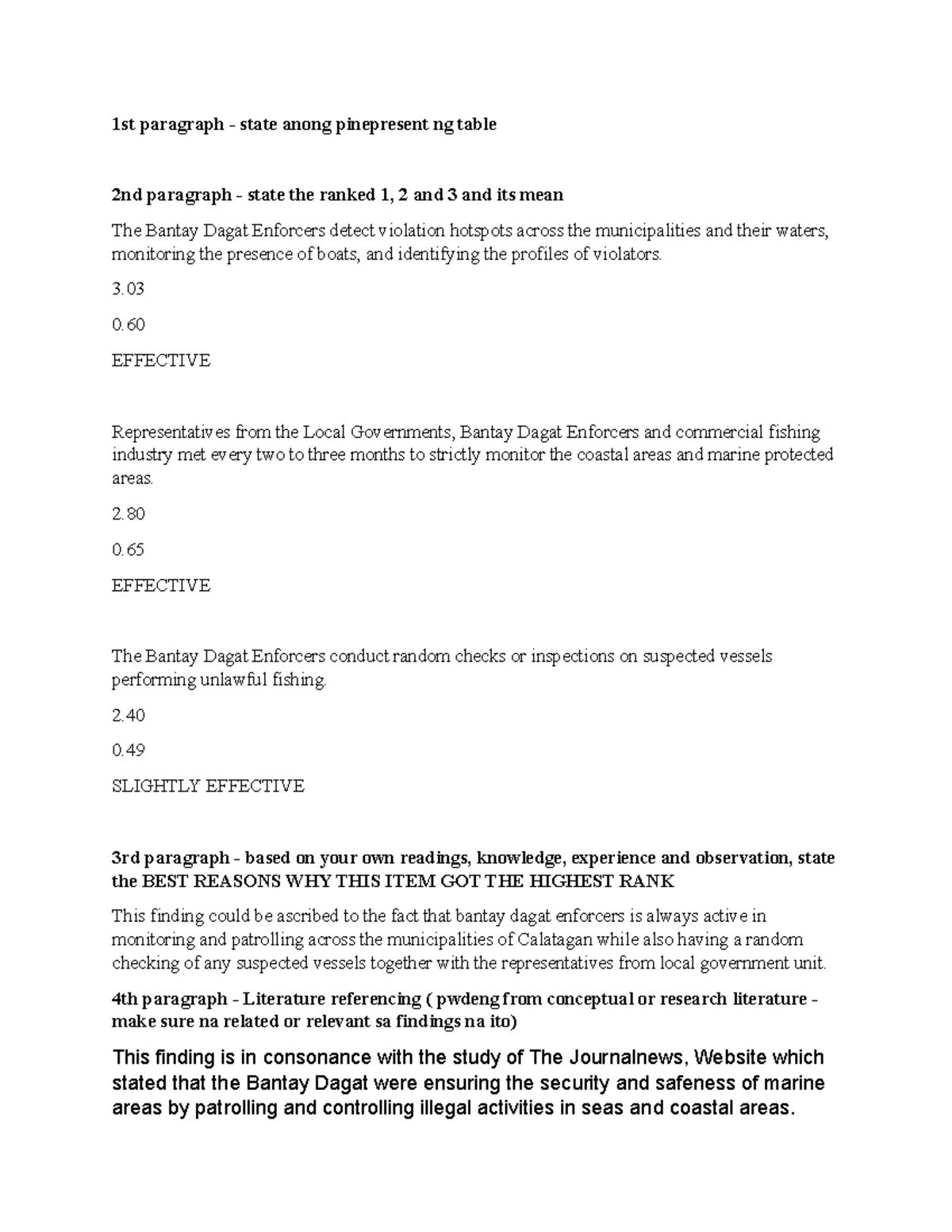 1st paragraph - THANKYOU - 1st paragraph - state anong pinepresent ng ...