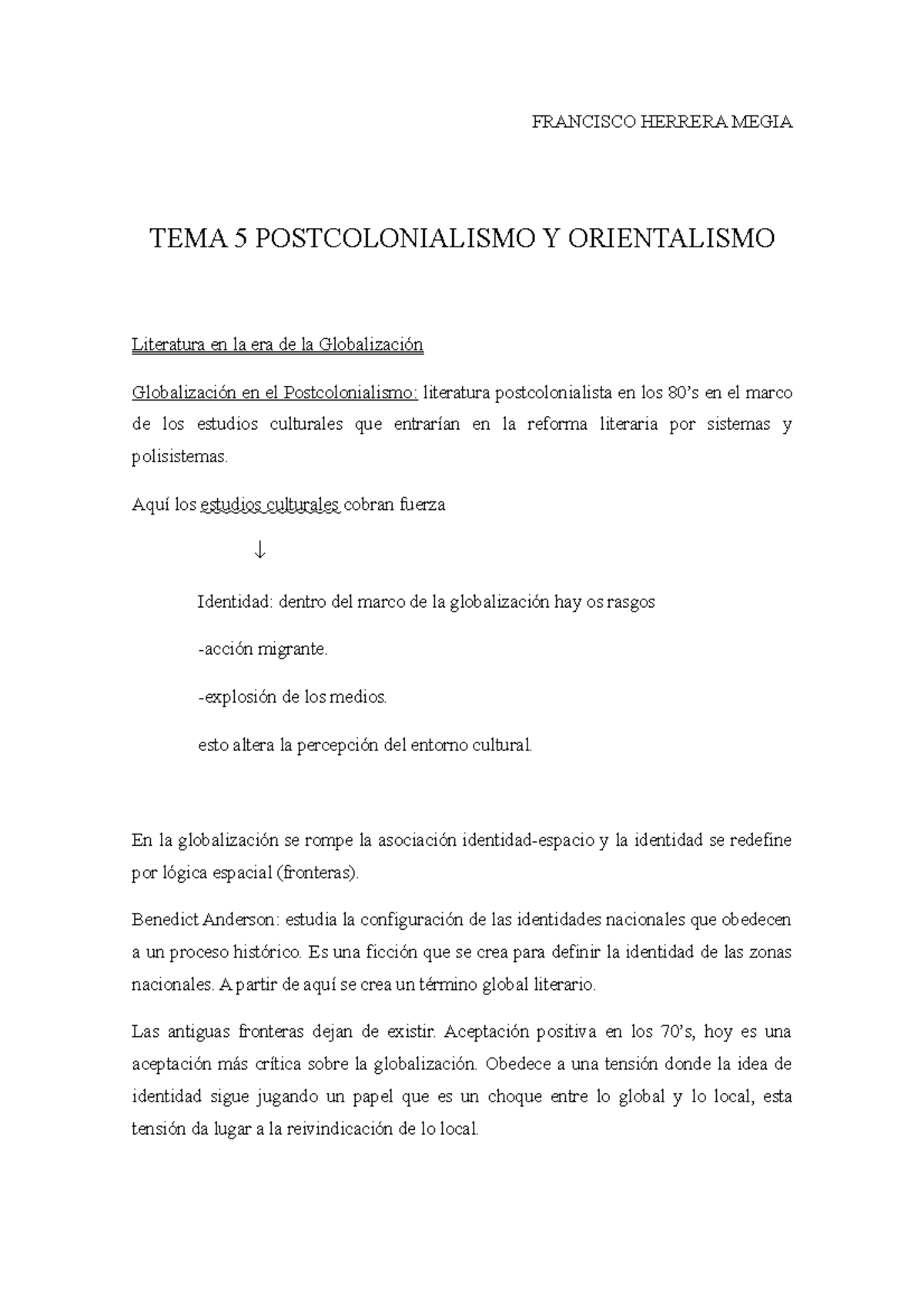 Teoria de la literatura. Tema 5 Postcolonialismo y orientalismo ...