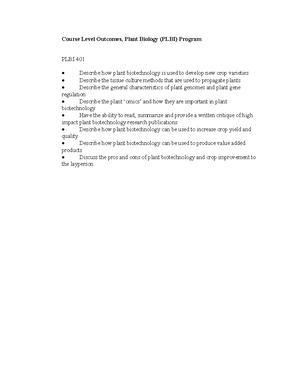 Plbi 327 learning outcomes - PLBI 327 Define macroevolution Describe ...