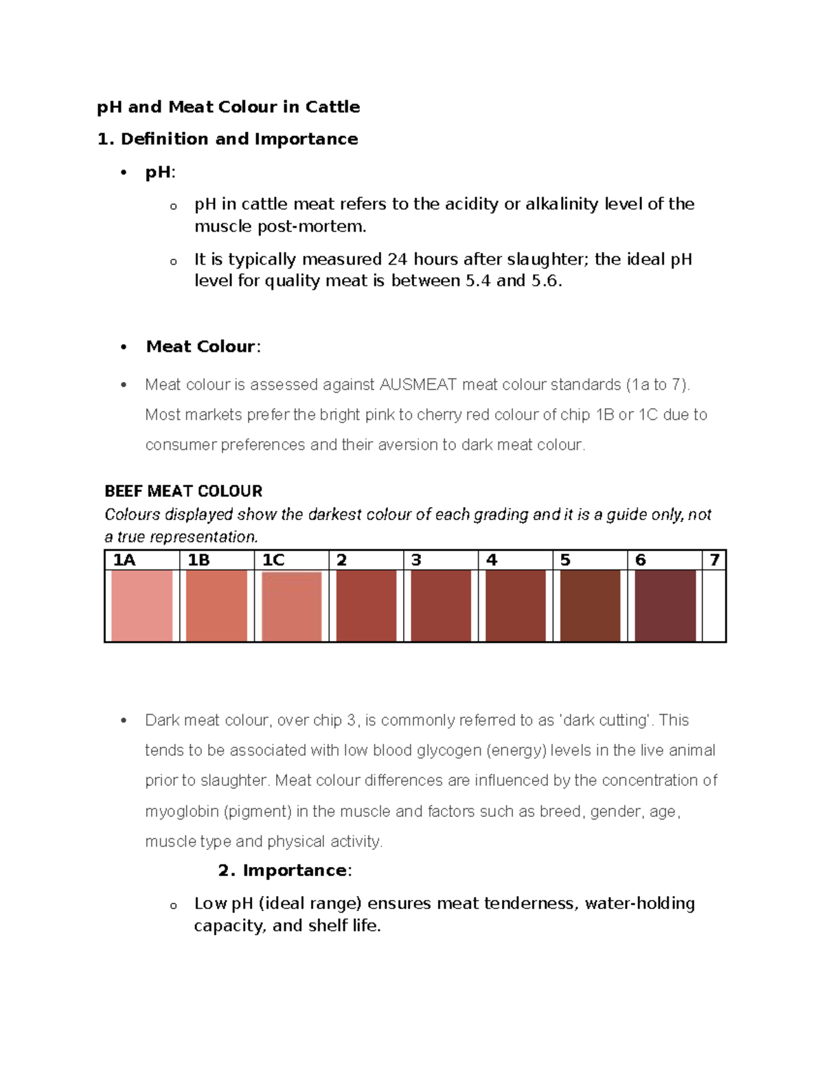 Beef specifications( real one) - pH and Meat Colour in Cattle 1 ...