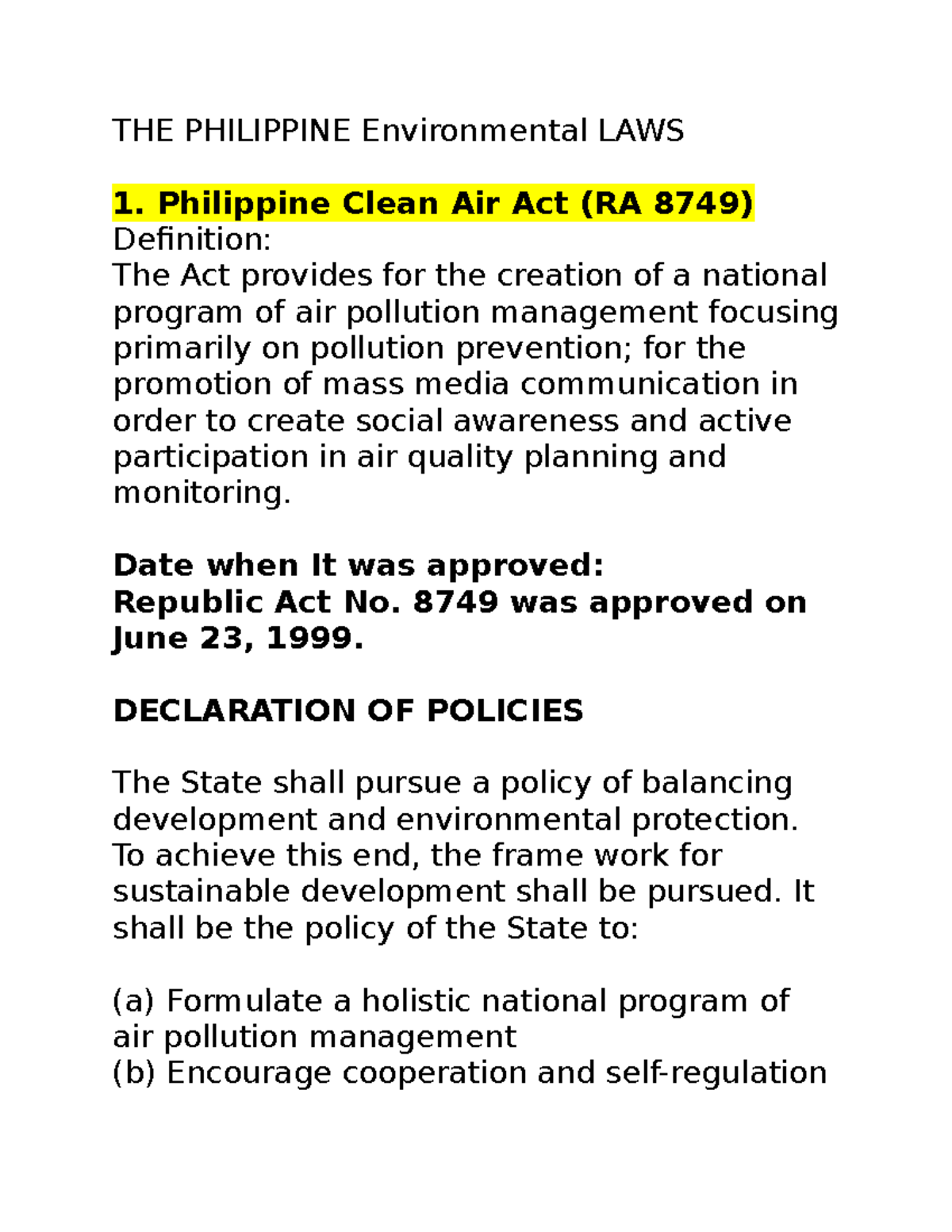 THE Philippine Environmental LAWS - THE PHILIPPINE Environmental LAWS ...