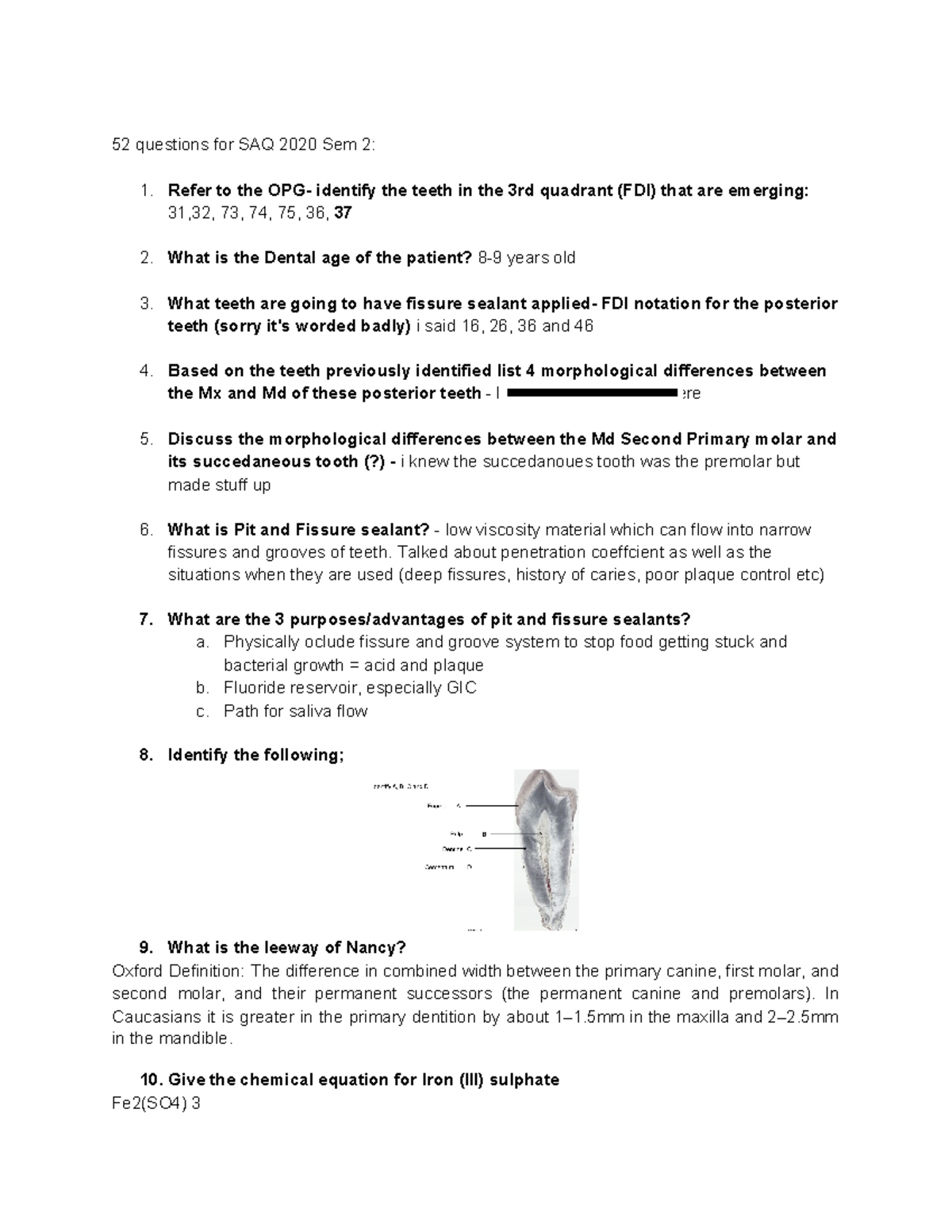 SAQ Questions 2020 semester 2 - 52 questions for SAQ 2020 Sem 2: Refer ...