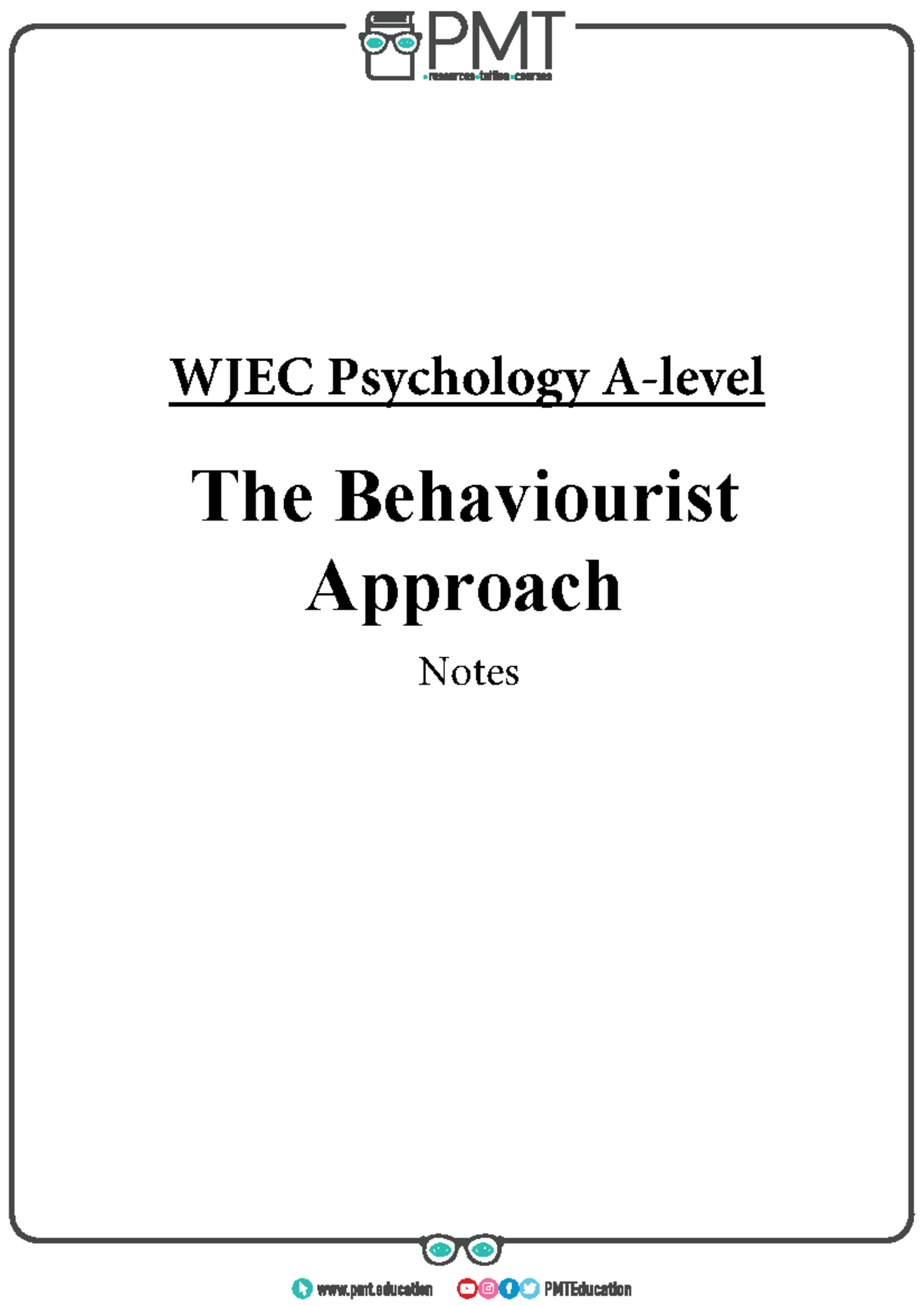 Detailed Notes behaviourism - WJEC Psychology A-level Notes The ...