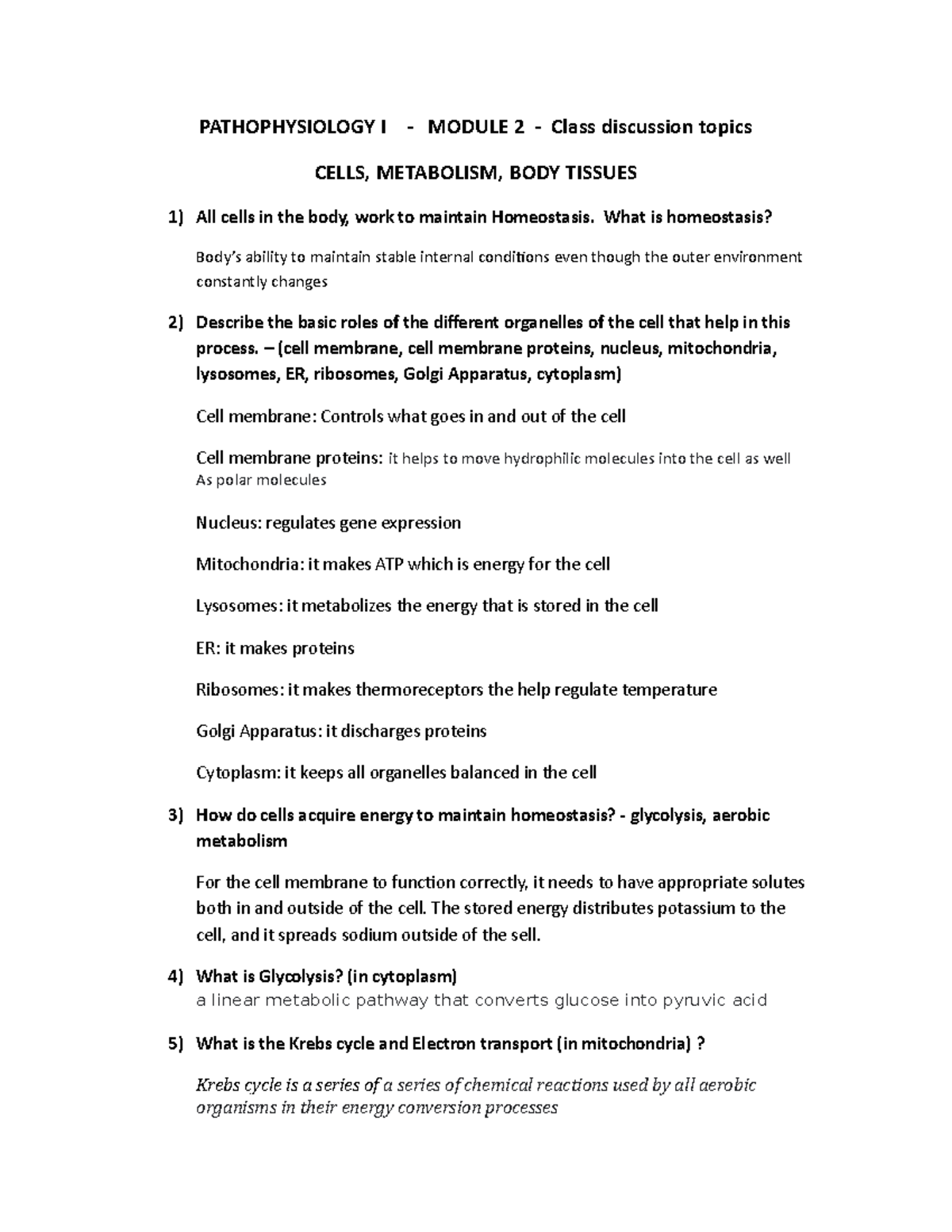 Patho I Week 2 Case Studies - PATHOPHYSIOLOGY I - MODULE 2 - Class ...