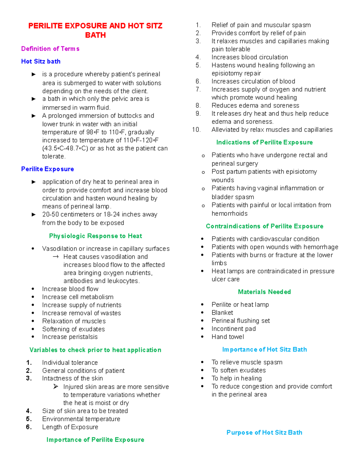 Perilite Exposure AND HOT SITZ BATH - PERILITE EXPOSURE AND HOT SITZ ...