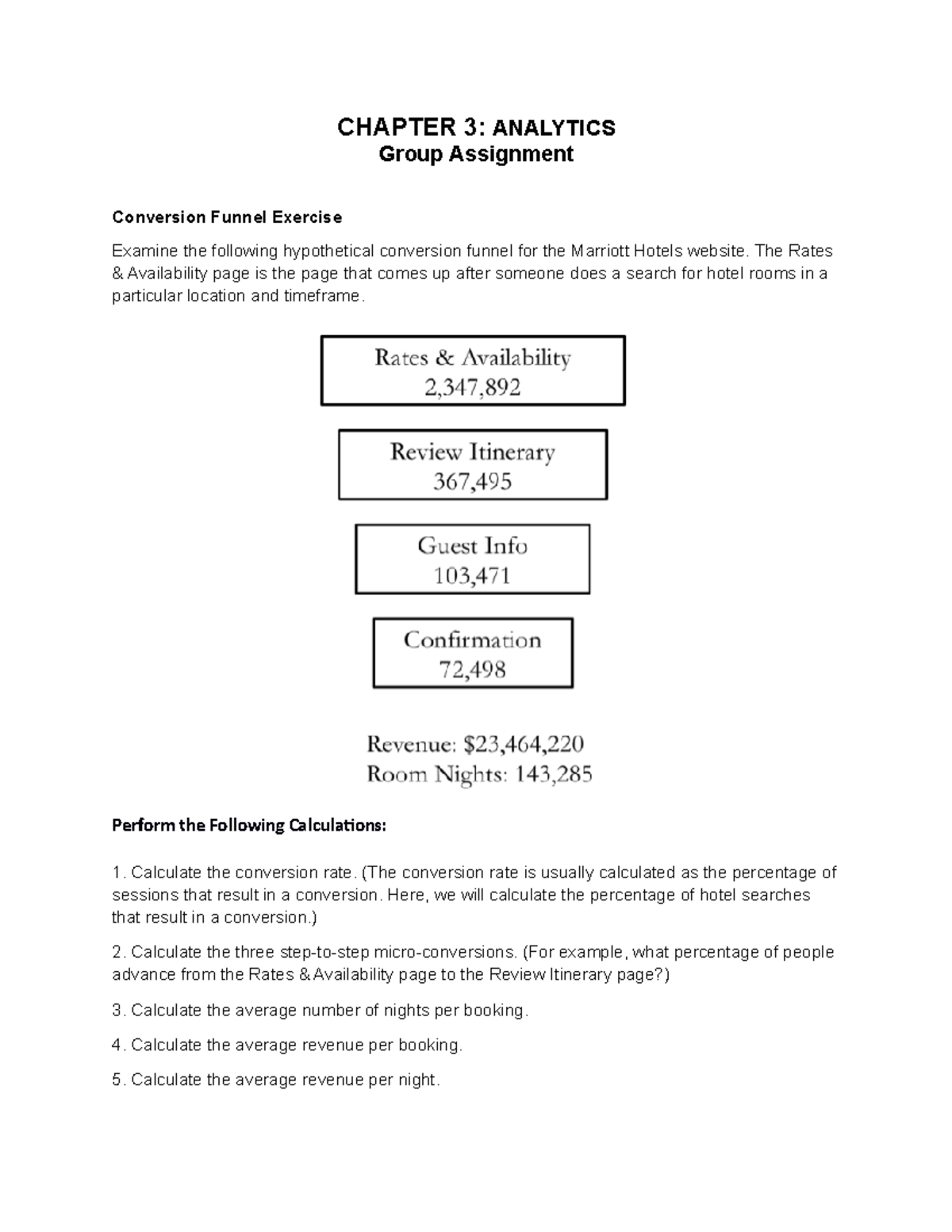 Ch 3 Analytics Group Assignment v2 - CHAPTER 3: ANALYTICS Group Assignment Conversion Funnel ...