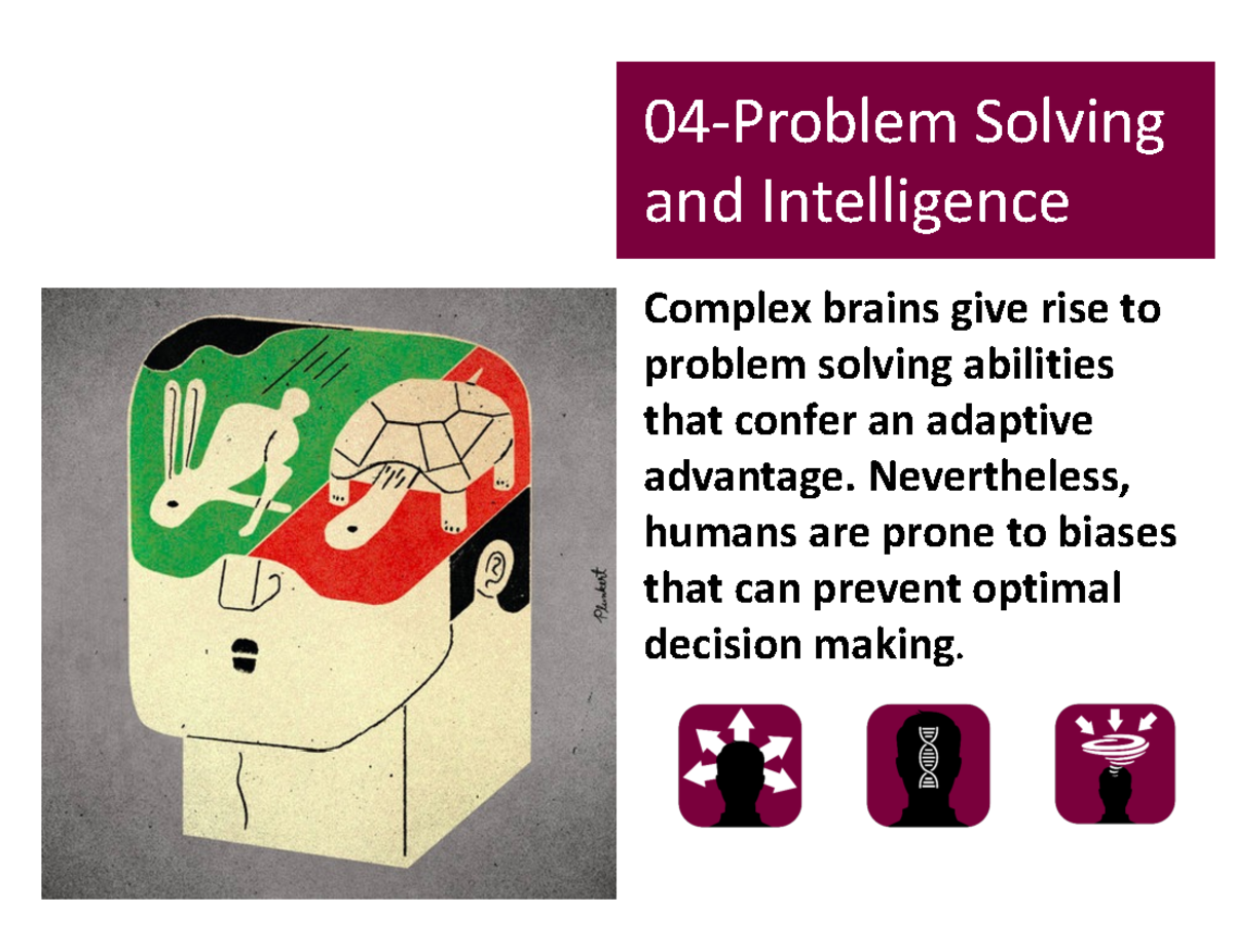 04-PSI1 - study this for midterm - 04-Problem Solving and Intelligence Complex brains give rise ...
