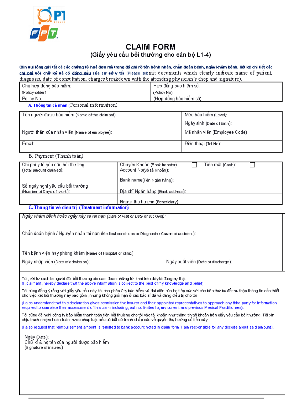 Mau+giay+yeu+cau+boi+thuong+-+Claim+form - CLAIM FORM (Giấy yêu cầu bồi ...