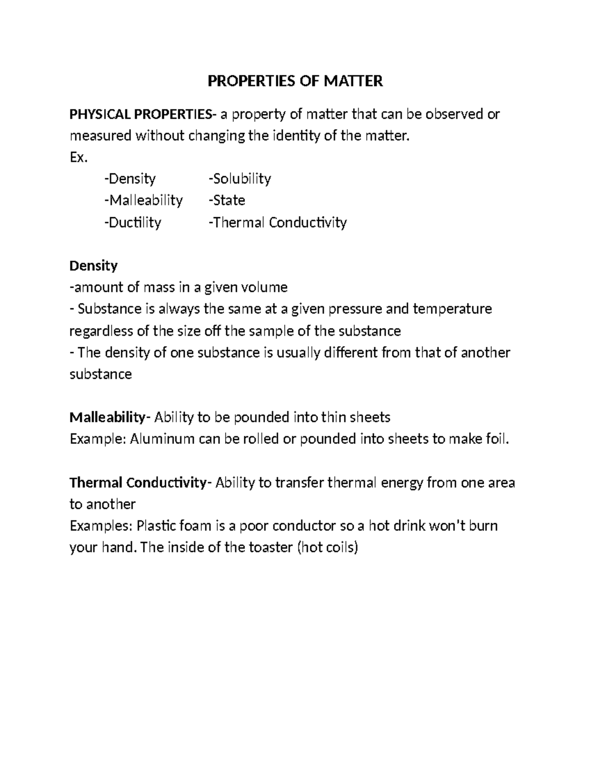 Properties OF Matter - PROPERTIES OF MATTER PHYSICAL PROPERTIES- a ...