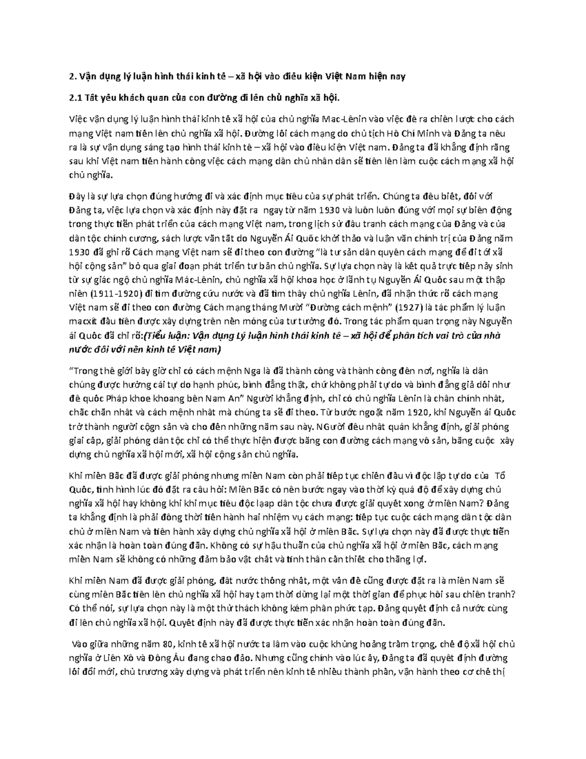 3 - hình thái ý thức xã hội - V n d ng lý lu n hình thái kinh tếế – xã h i vào điếều ki n Vi t ...