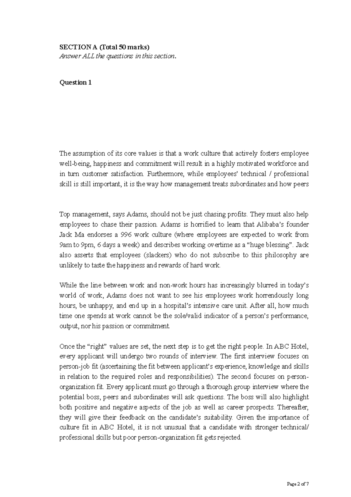 Tutorial 3 - lecture notes - SECTION A (Total 50 marks) Answer ALL the ...