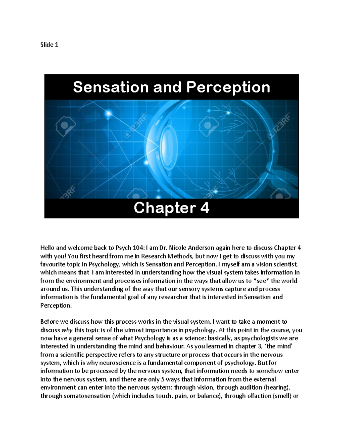 Chapter 4Lecture Video Transcript - Sensation and Perception Chapter 4 ...
