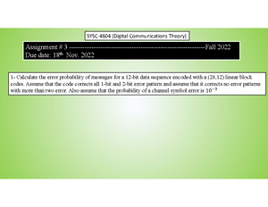 Lab 1 Manual - Department of Systems and Computer Engineering Digital Communication Theory (SYSC ...
