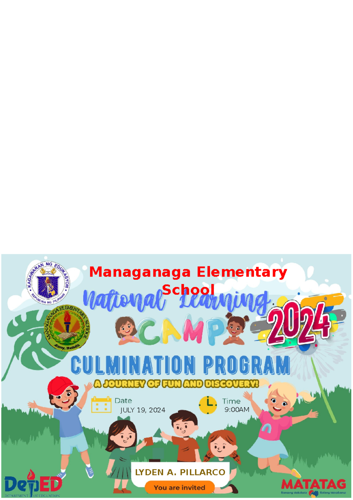 Nlc culmination program 2023 - LYDEN A. PILLARCO JULY 19, 2024 9:00AM ...