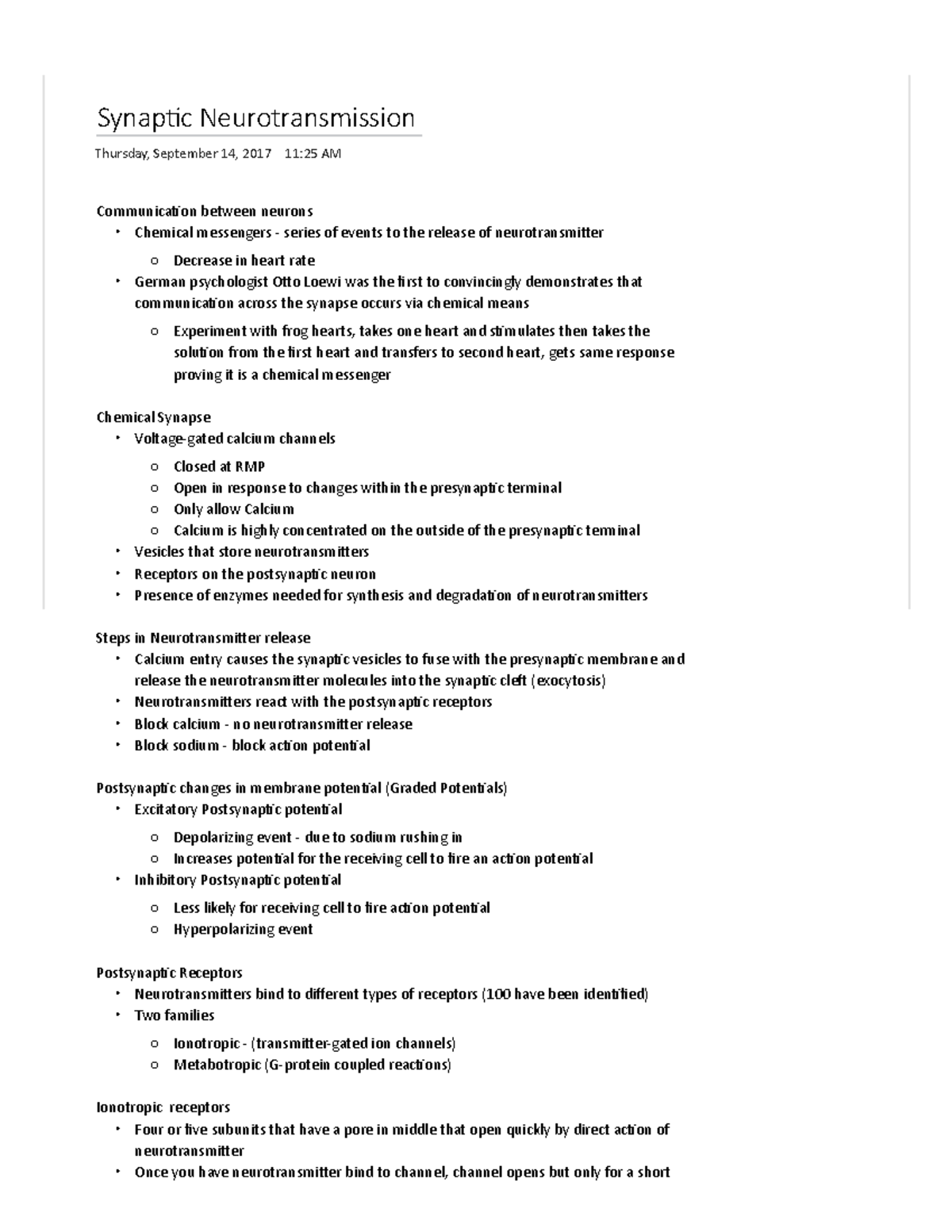 Synaptic Transmission - Warning: TT: undefined function: 32 Synapc Neurotransmission - Studocu