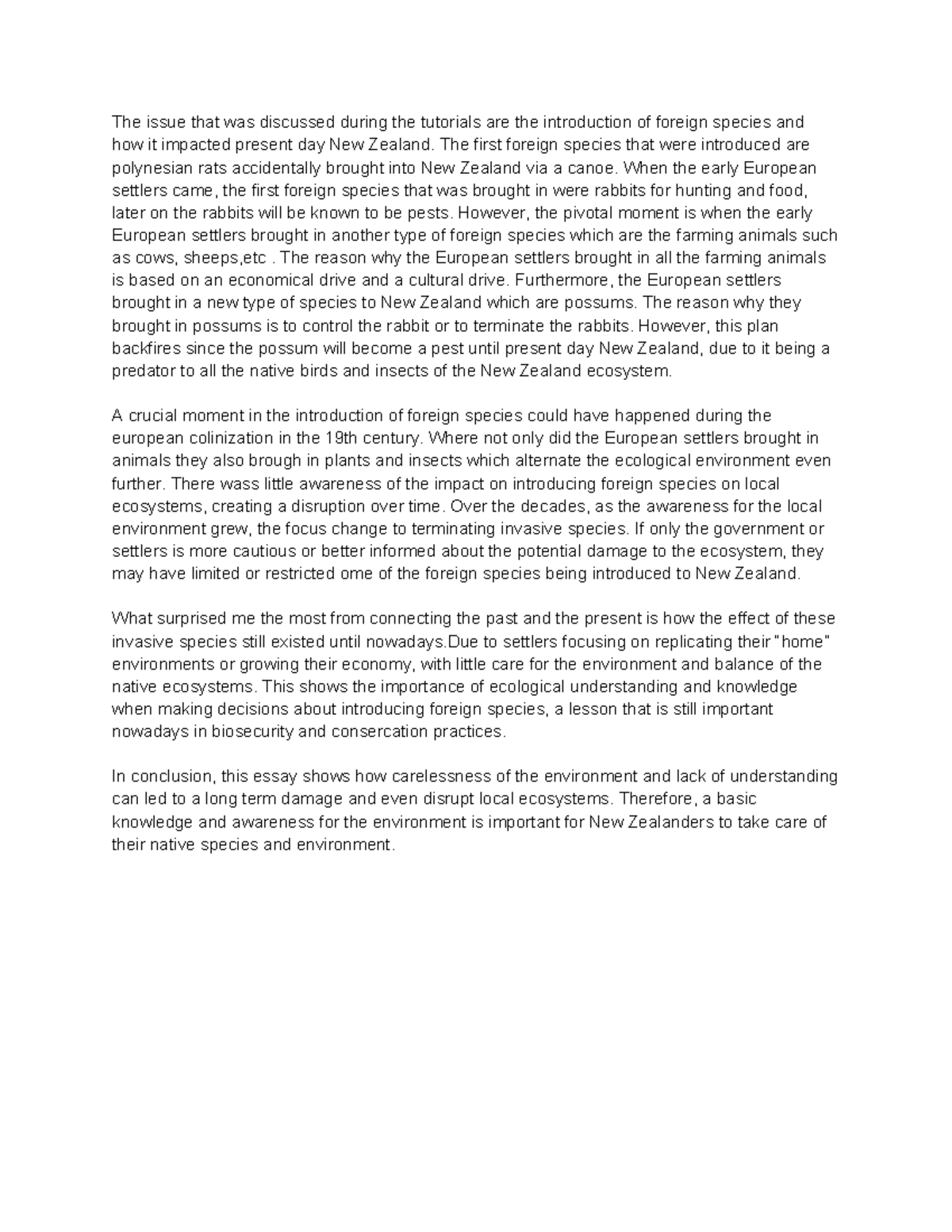 Envi211 tutorial 5 - The issue that was discussed during the tutorials ...