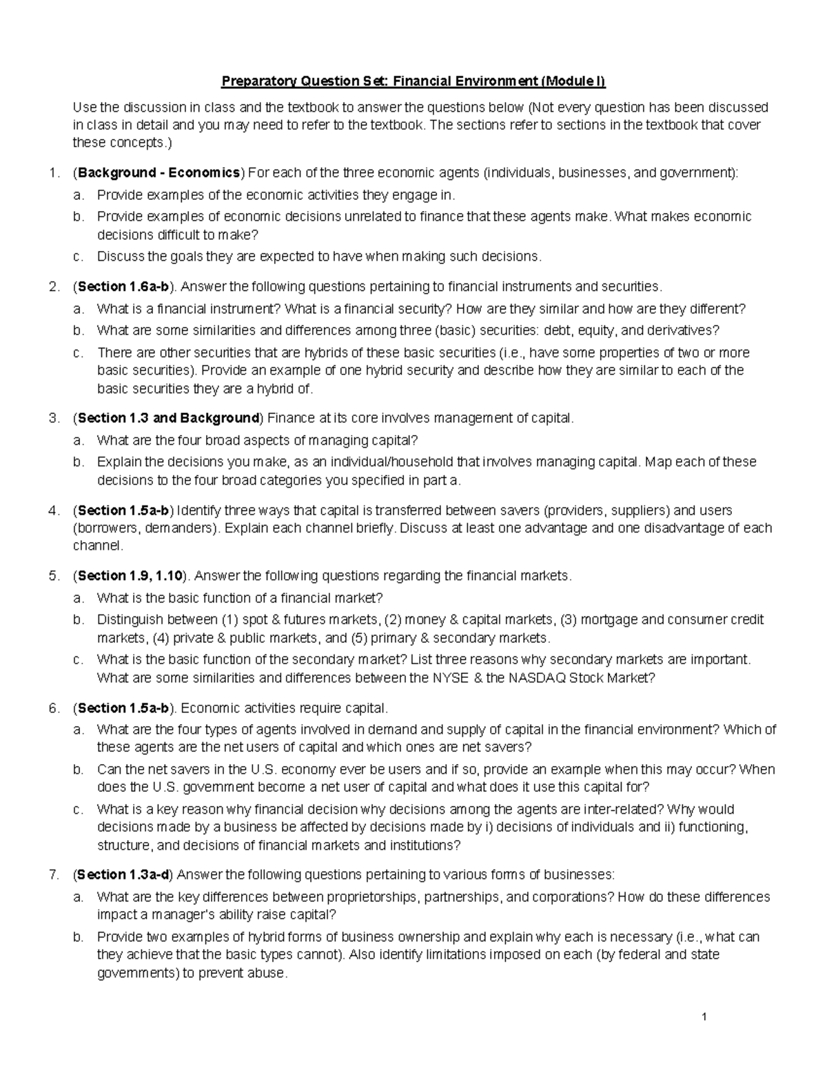 4. Preparatory Questions for Module 1 - 1 Preparatory Question Set ...