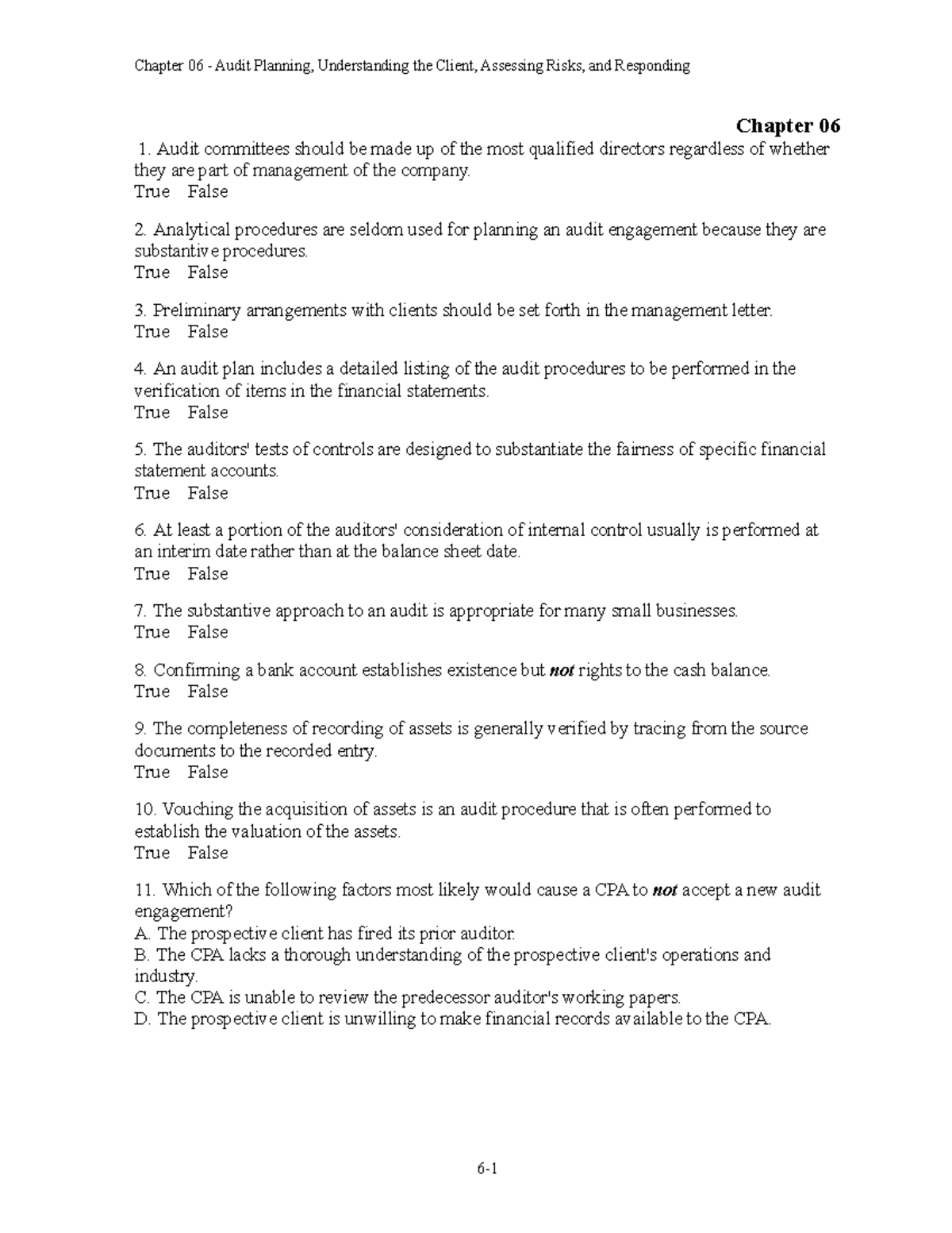 Chapter 6 Audit Planning Understanding The Client And Asse Chapter 06 chapter-6-audit-planning-understanding-the-client-and-asse-chapter-06