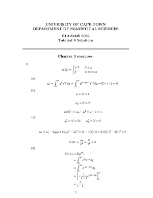STA2030S - UCT - Theory of Statistics - Studocu
