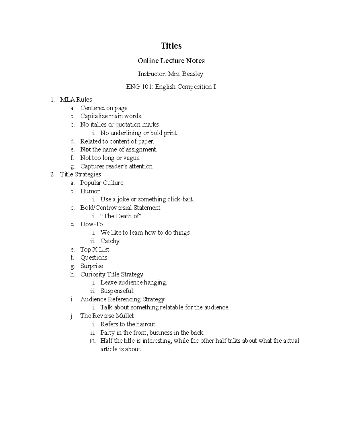 Module 1: Five Paragraph Essay - Titles Lecture Notes - Titles Online ...