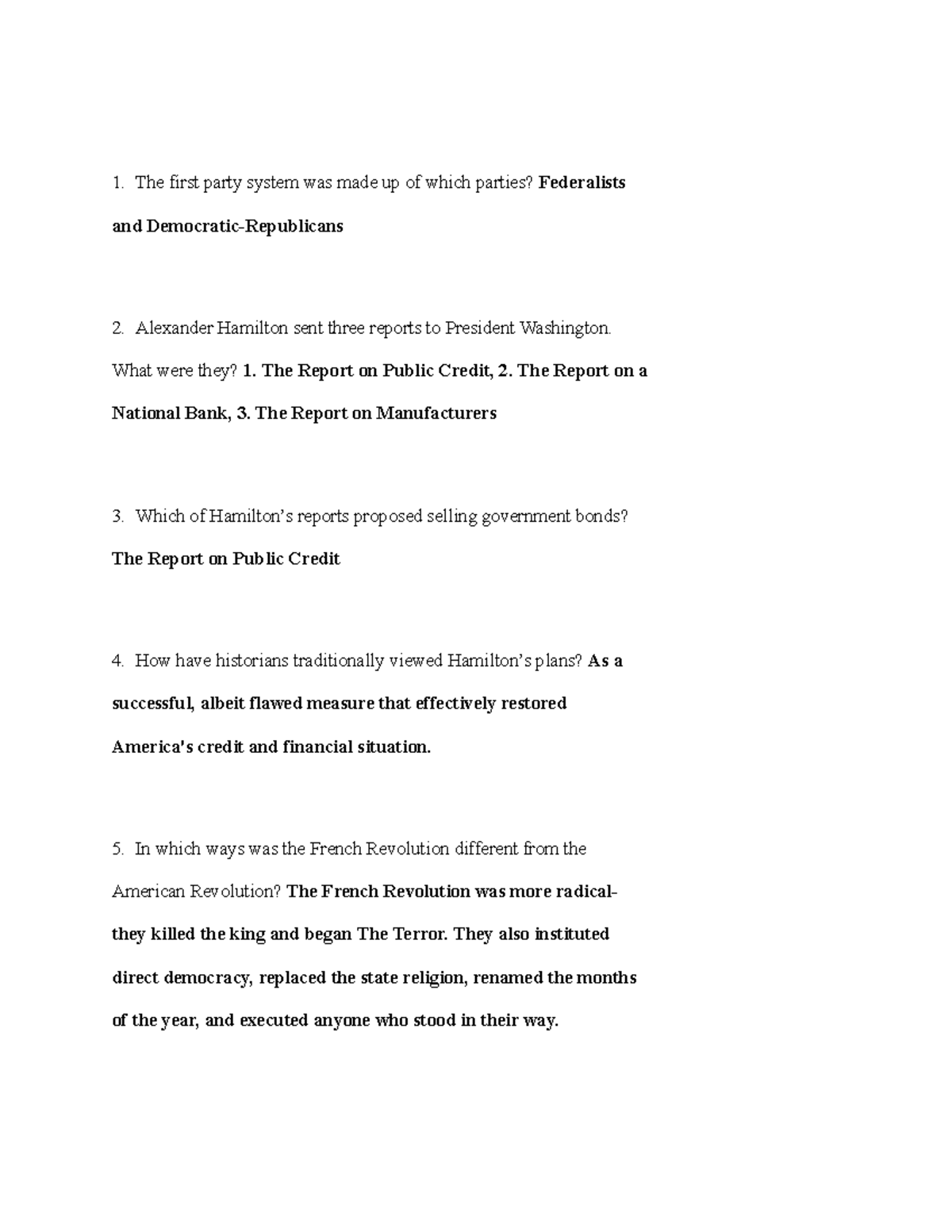 Test 3 Study Guide - The first party system was made up of which ...