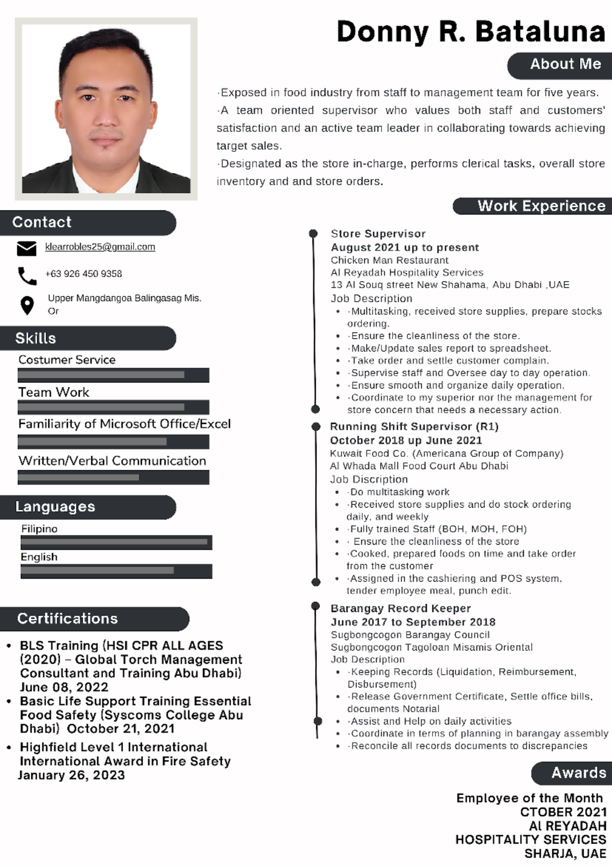 Donny Bataluna CV - My cv - Batchelor of Technology and Livelyhood Education Major in Home ...