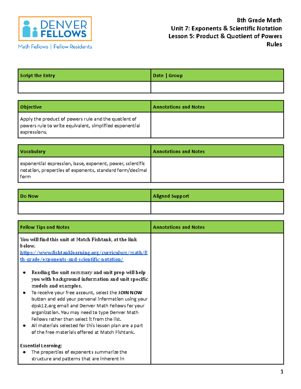 8.7.5-Product & Quotient of Powers Rules - 8th Grade Math Unit 7 ...