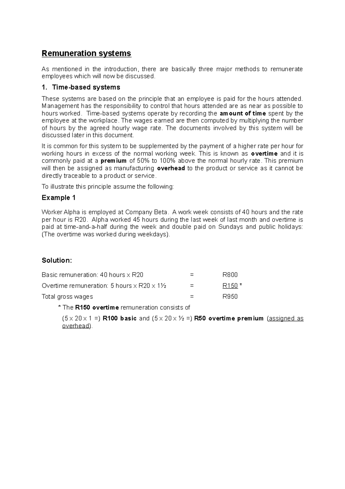 Additional information - Labour costs - Remuneration systems As ...