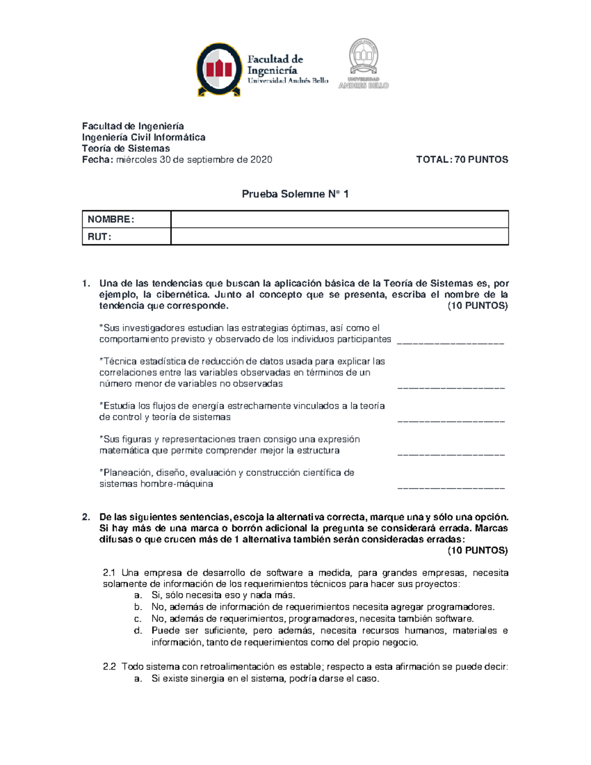 Solemne 1 - Warning: TT: undefined function: 32 Facultad de Ingeniería Ingeniería Civil ...