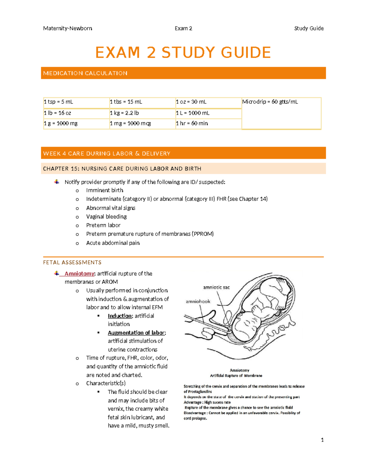 Exam 2 Study Guide - notes - EXAM 2 STUDY GUIDE MEDICATION CALCULATION ...
