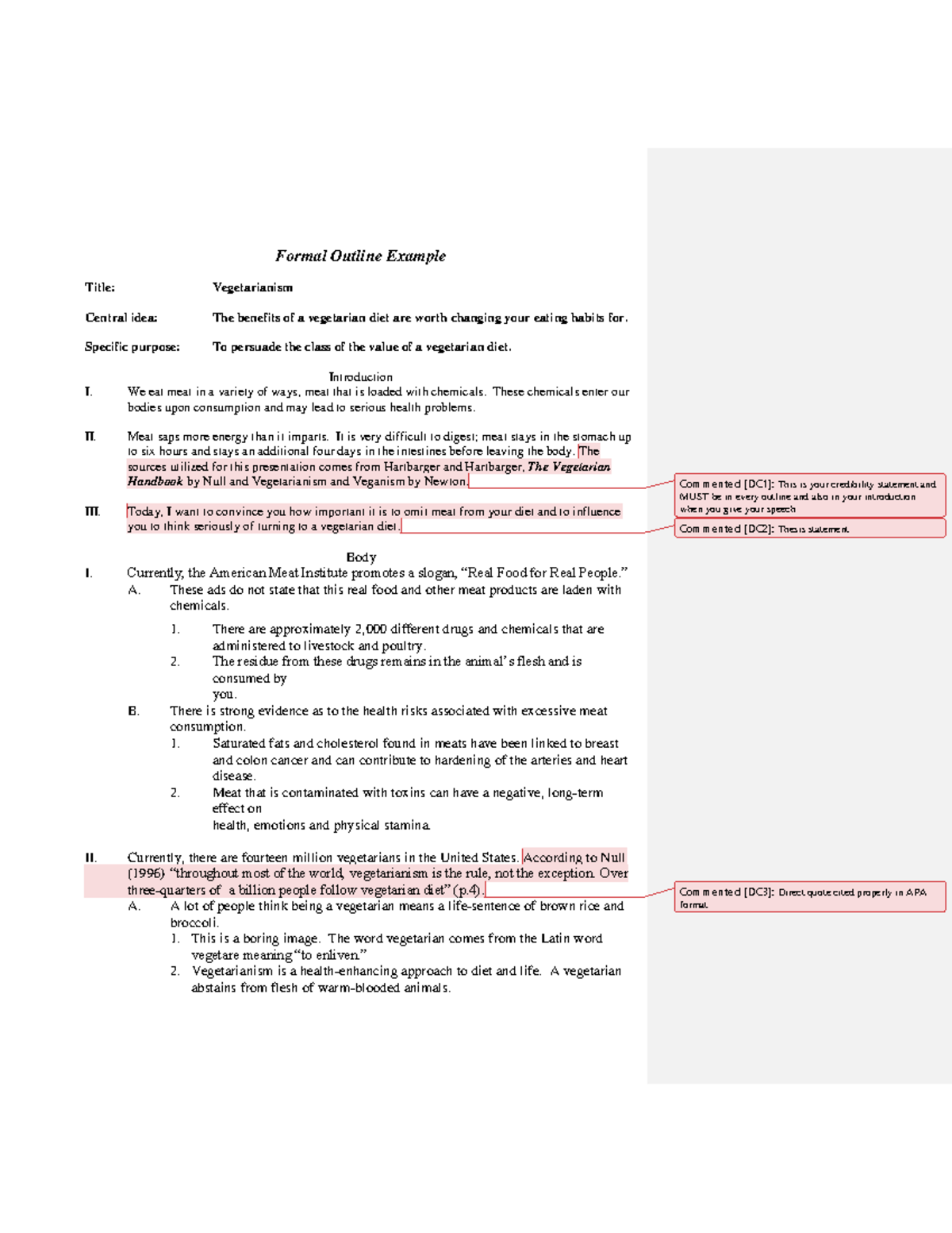 Example and Instructions-Formal Full-Sentence Outline Spring 2023 ...